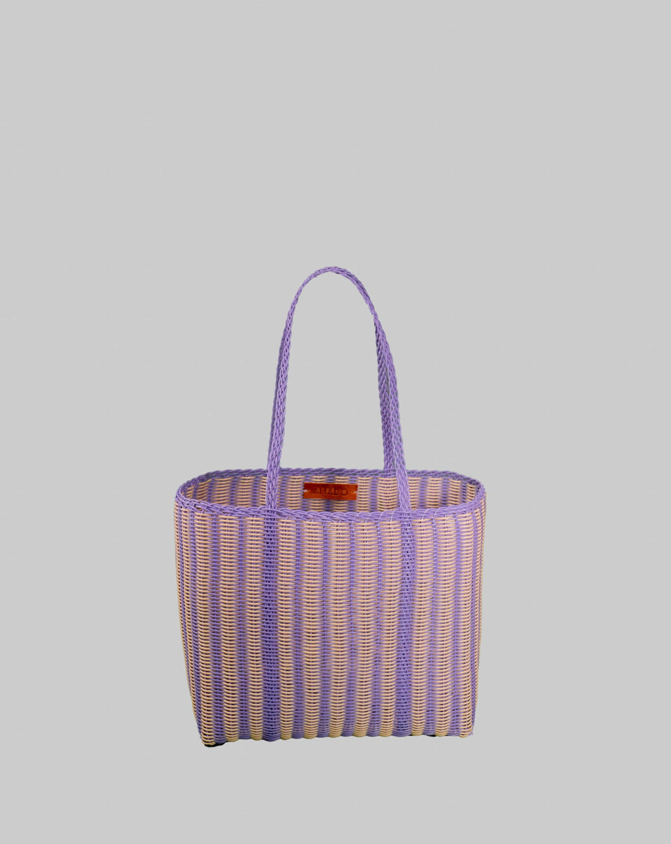 Medium Canasta Tote | Lilac & Vanilla Líneas – Amado Collection