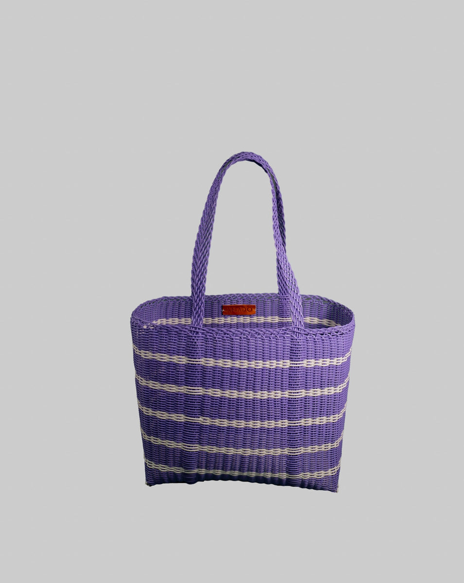 Medium Canasta Tote | Lilac & Cotton Rayas – Amado Collection